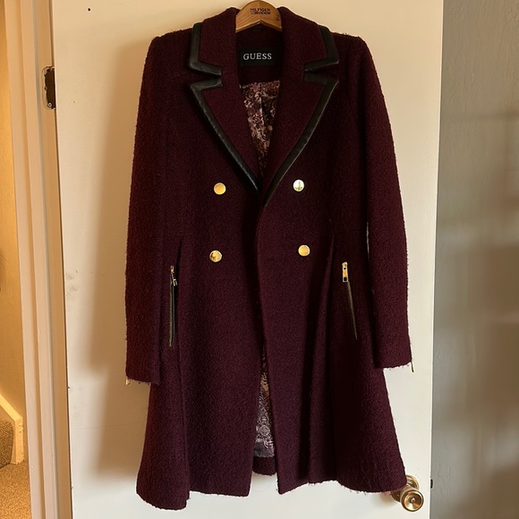 Guess | Jackets & Coats | Classic And Elegant Guess Coat With Leather ...